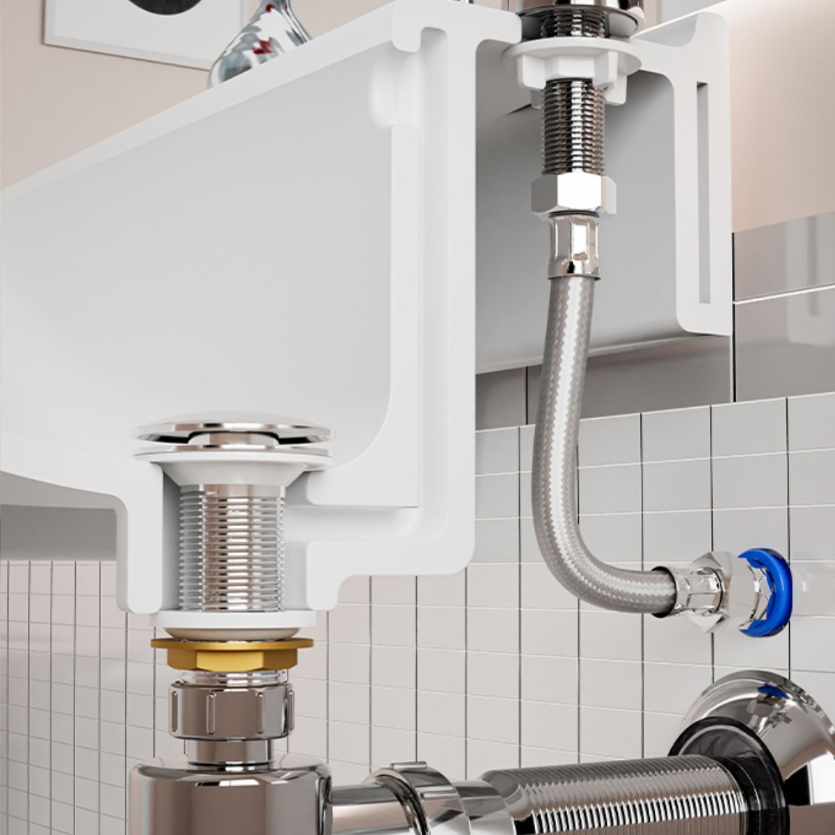 Ligação Flexível para Água Inox FXF 1/2" x 0,40M 250221 Blukit - Guemat ...