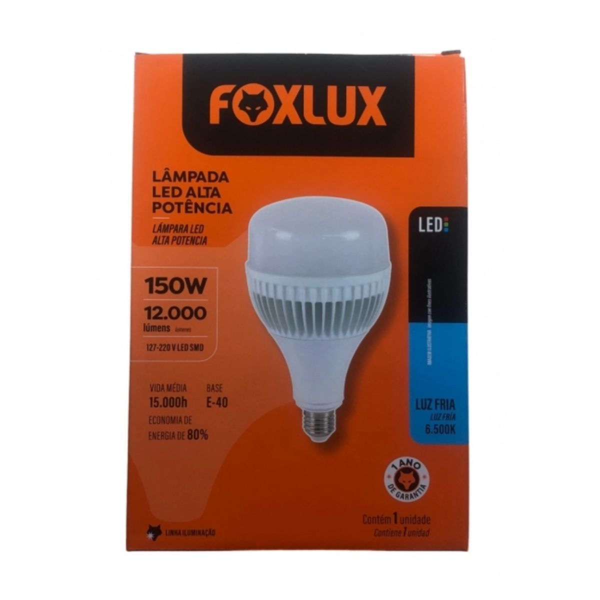 Lâmpada Alta Potência 150W Branca Bivolt E-40 LED 90.93 Foxlux - Guemat ...