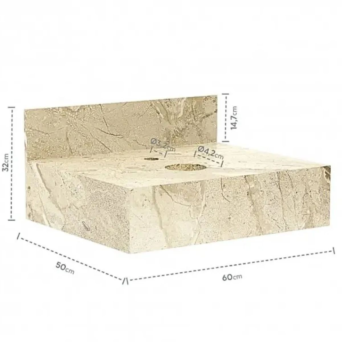 Bancada para Cuba de Apoio Pro 60 Travertino 5001903 Bumi 840206 ...
