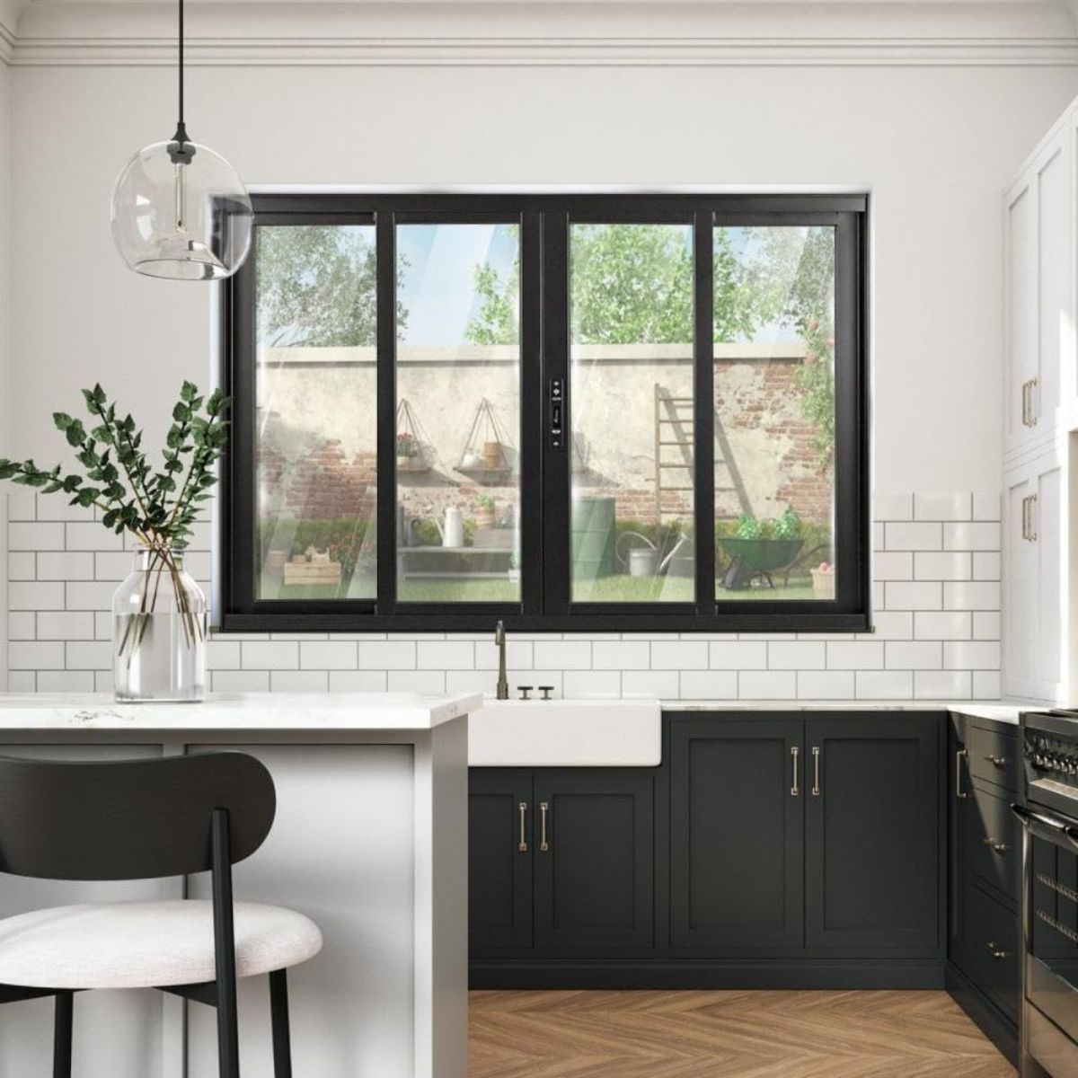 Janela de Correr 120x200 4 Folhas sem Grade Vidro Liso Alumínio Preto 6126 Esquadrisul - Guemat ...