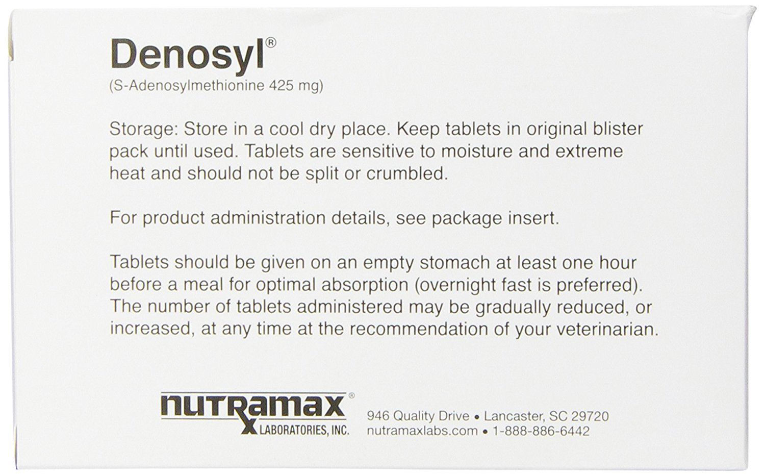 DENOSYL NUTRAMAX 425MG PARA CÃES DE GRANDE PORTE COM 30 TABLETS NO ...