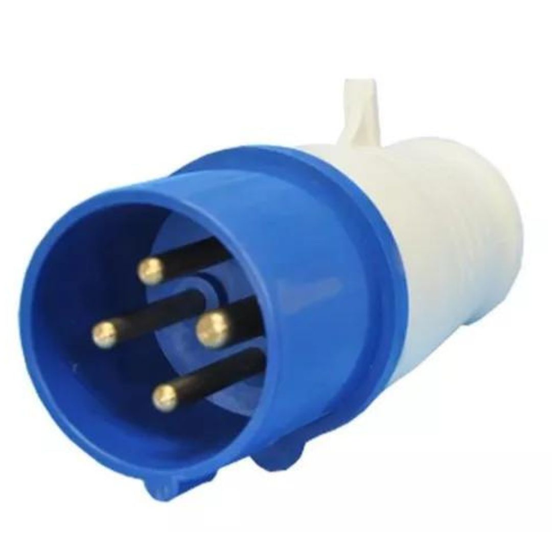 PLUG INDUSTRIAL 3P+T 16A 220V 9H AZUL - Tokled Materiais Elétricos