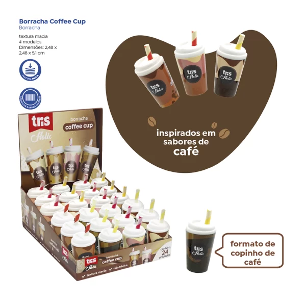 Borracha Holic Coffee Cup Tris – Fofa e Criativa - WENCEL PAPELARIA