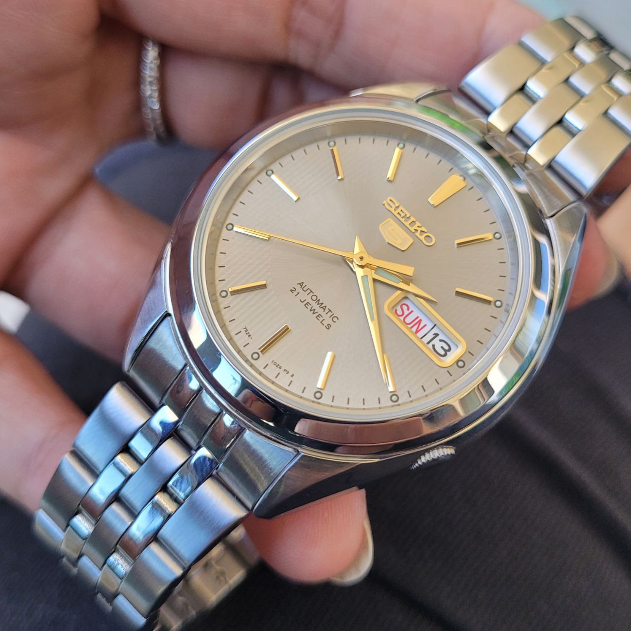 Relógio Seiko 5 Automático Calendário Duplo Aço Snkl19k1 ...
