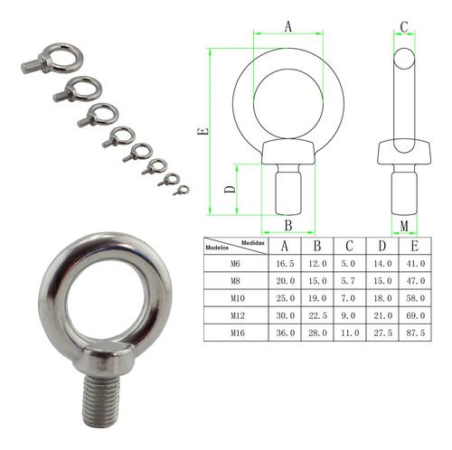Olhal Parafuso Em Aço Inox M8 Macho Para Ancoragem Içamento - ABROLHOS ...