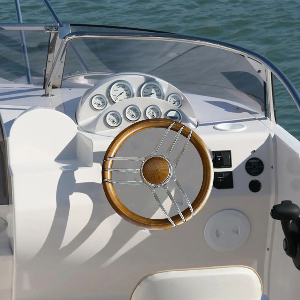Volante Nautico Para Lanchas Barcos De Luxo 9 Raios - ABROLHOS NÁUTICA