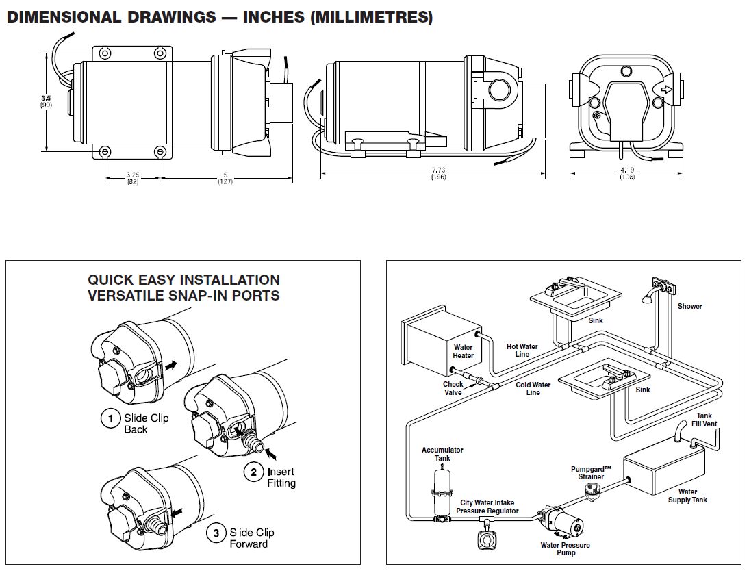Bomba Jabsco Par Max4.0 gpm pressurizada 40 psi 12 Volts - ABROLHOS NÁUTICA