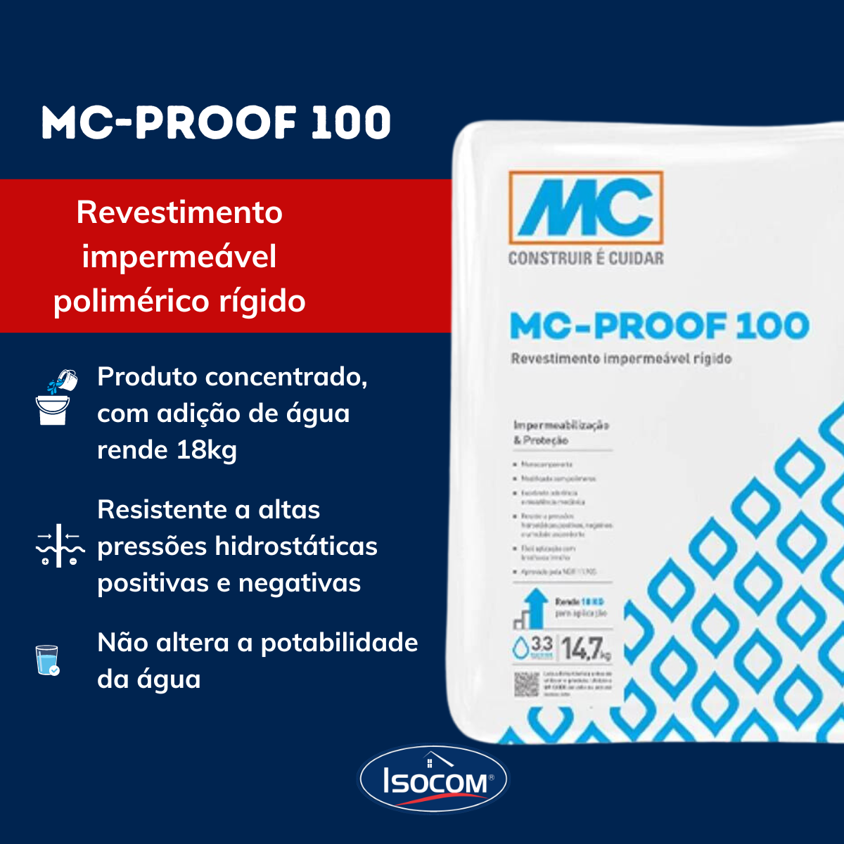 MC Proof 100 14,7 Kg, Argamassa polimérica - ISOCOM IMPERMEABILIZANTES ...