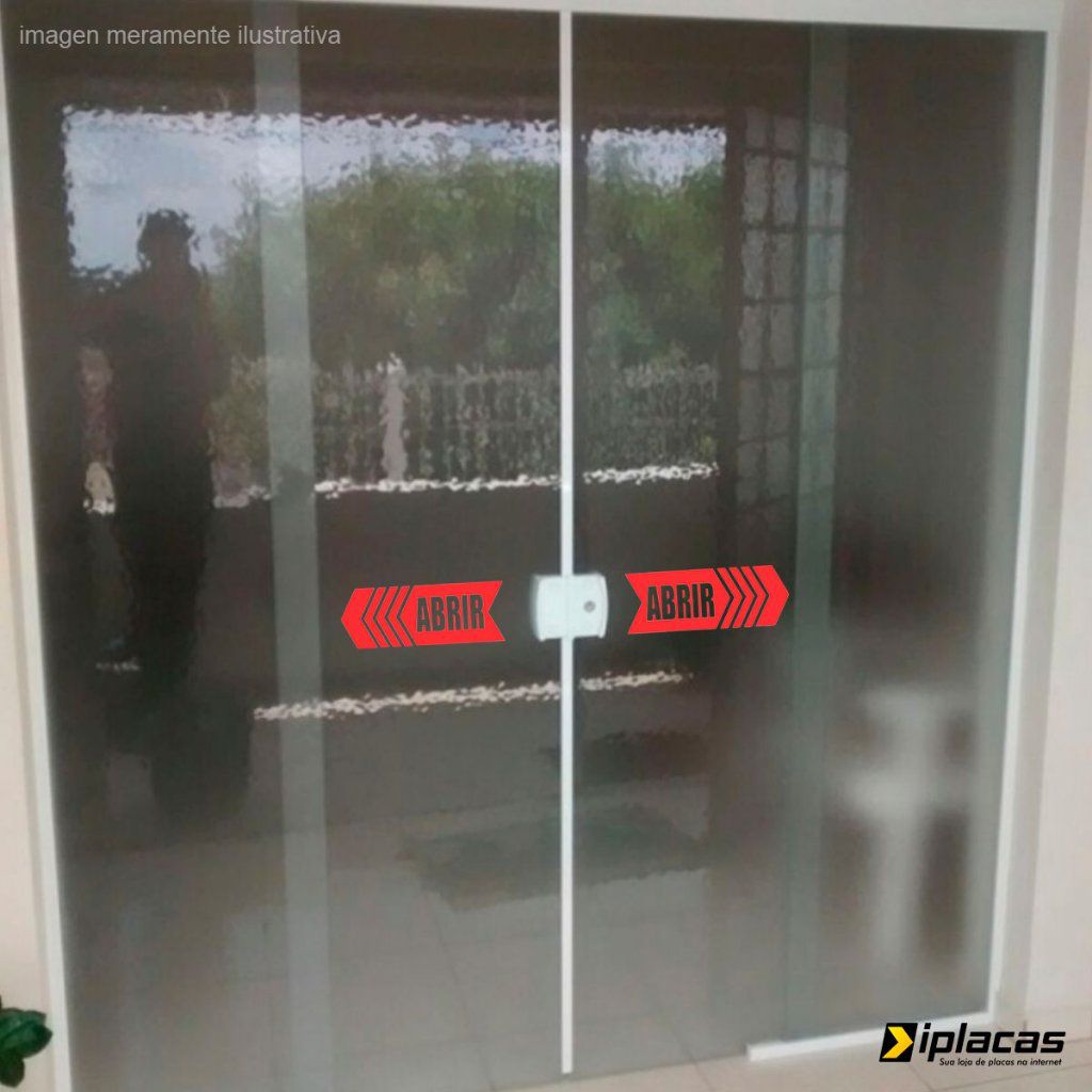 Adesivo Seta Segurança Cuidado Porta Vidro Deslizante - Iplacas Sinalização