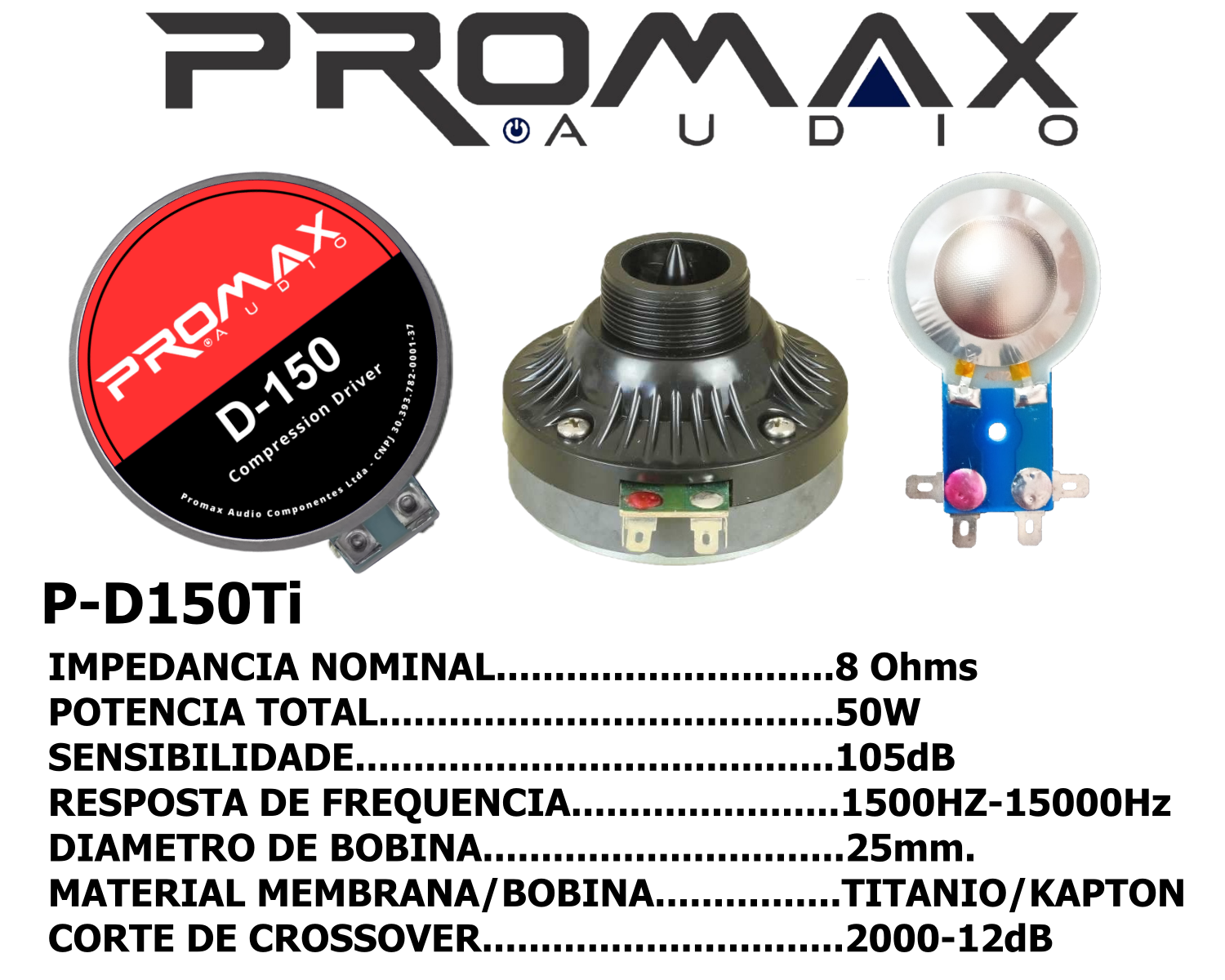 DRIVER TI PROMAX D150 TI - 50W RMS 8 Ohms - MCA AUDIO