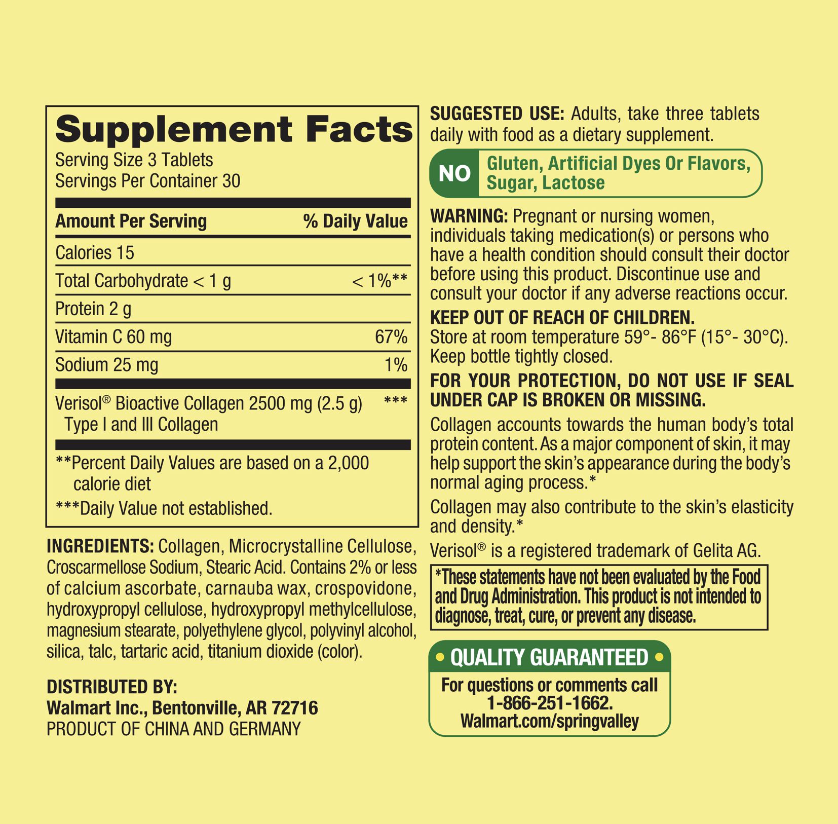 Collagen + C 2500mg - Vitamina Spring Valley - 90 unit - FM LOJA ...