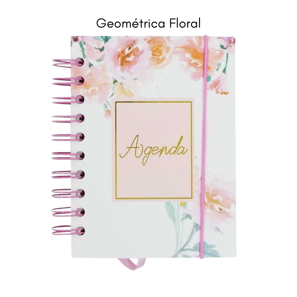 Agenda Permanente Geométrica Floral 19x13,5cm em Papel Interponte ...