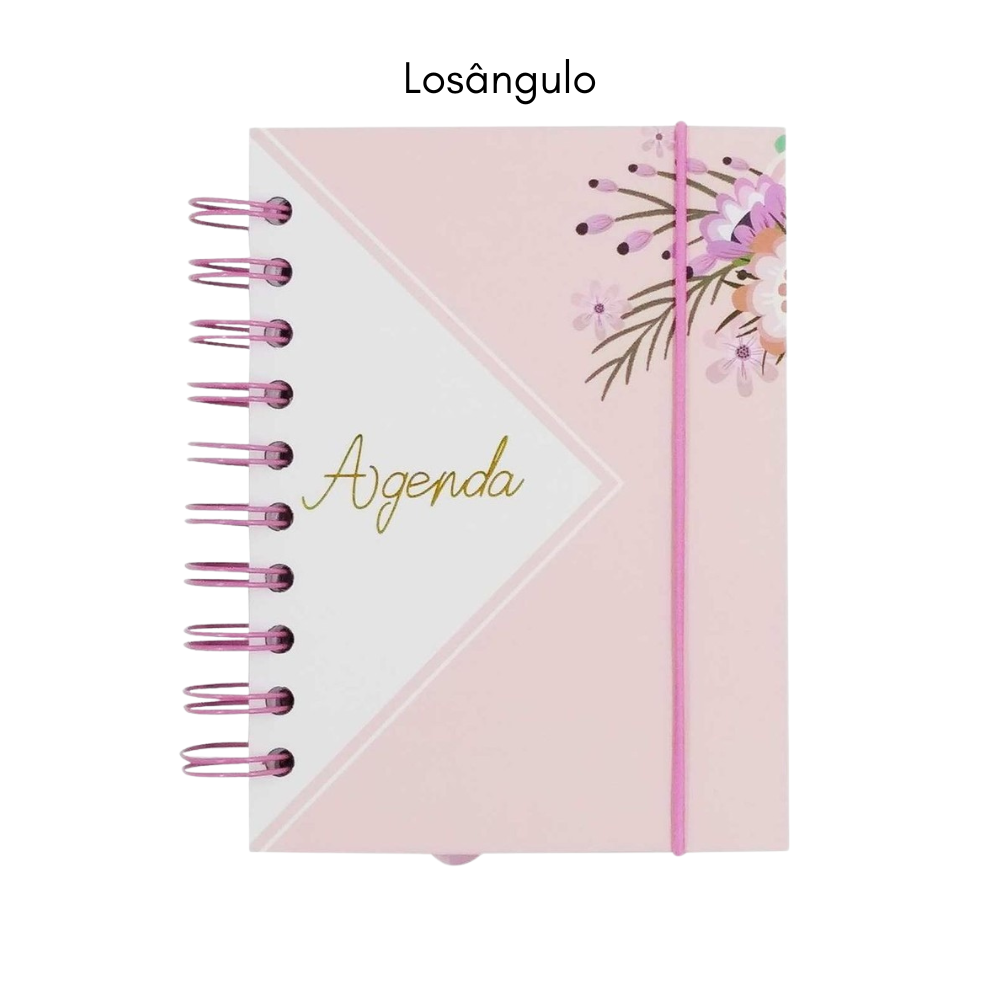 Agenda Permanente Geométrica Floral 19x13,5cm em Papel Interponte ...