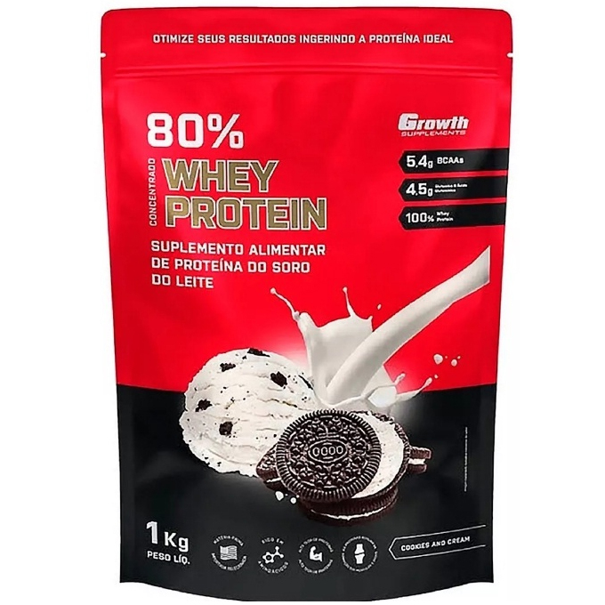 Whey Protein Concentrado Growth 80% - 1 kg - Growth Supplements - MEUWHEY