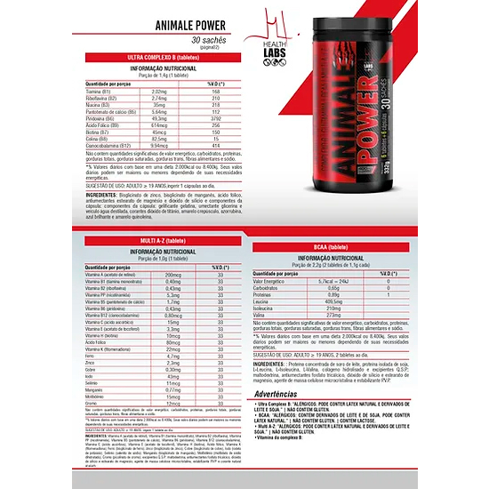 Animale Power - 30 Packs - Health Labs - MEUWHEY