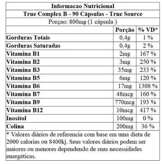 True Complex B - 90 cápsulas - True Source - MEUWHEY