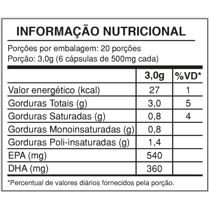 Ômega 3 500mg - 540mg EPA - 360mg DHA - 120 Cápsulas - Health Labs - MEUWHEY