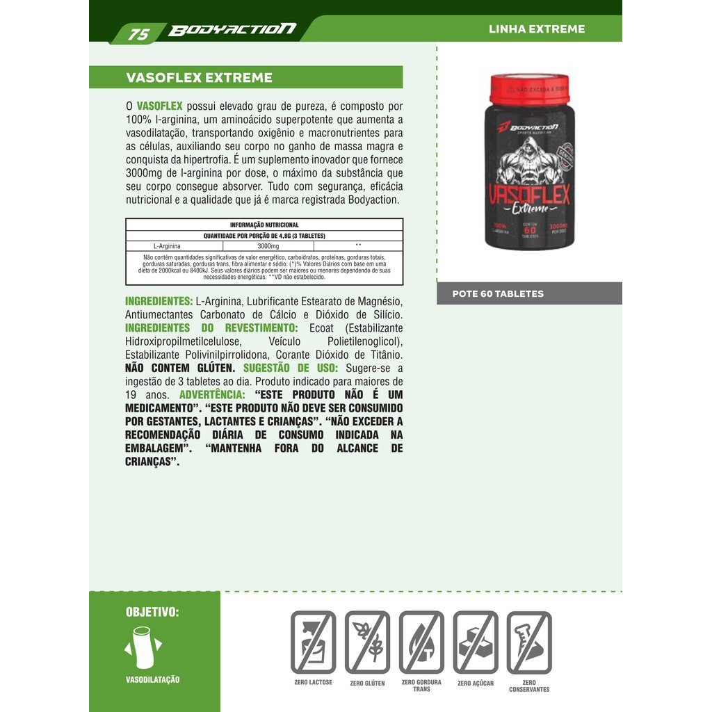 Vasoflex Extreme - 60 Tabletes - BodyAction - MEUWHEY