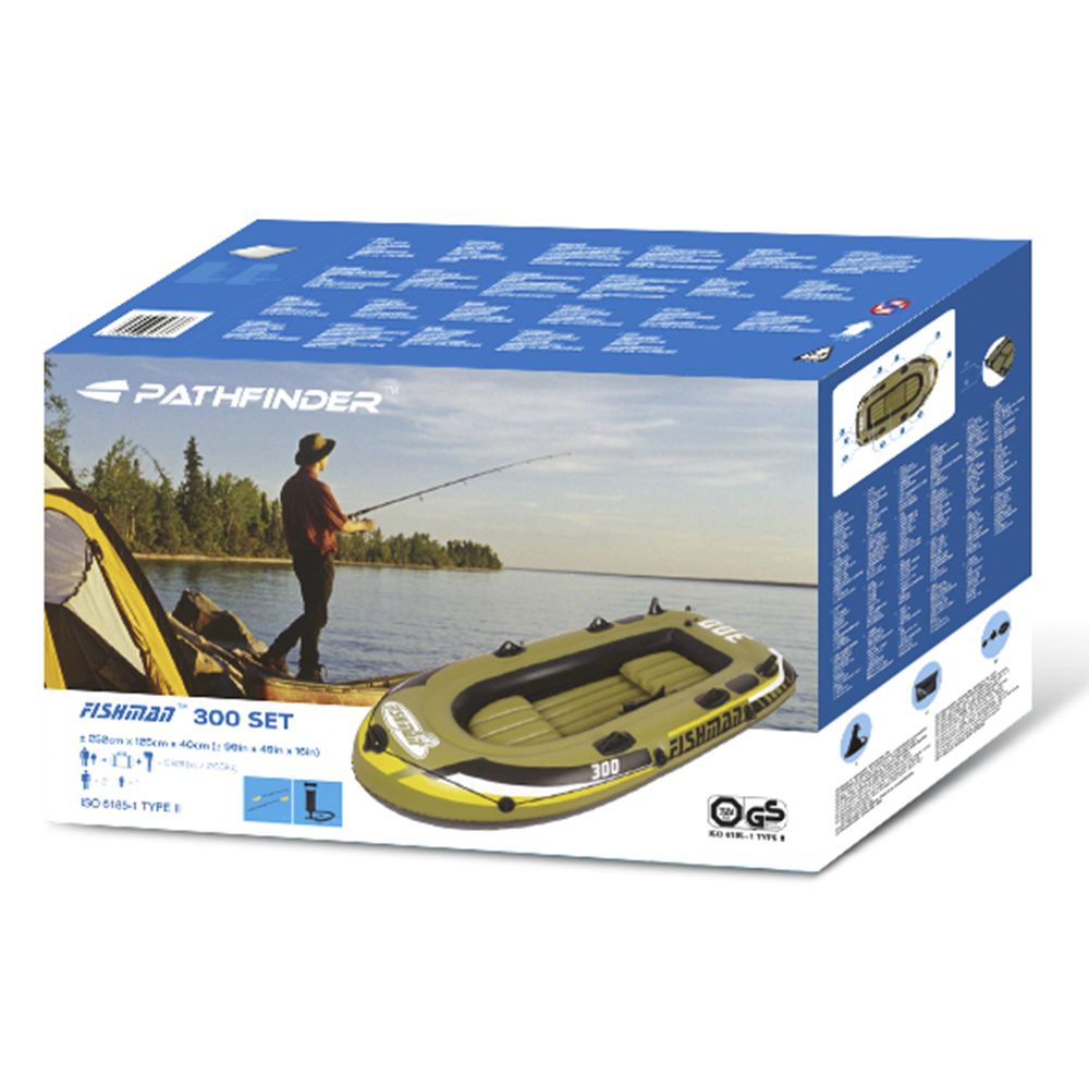 Bote inflável Fishman 300 252x125cm + 2 Remos + Bomba de Ar - Tssaper