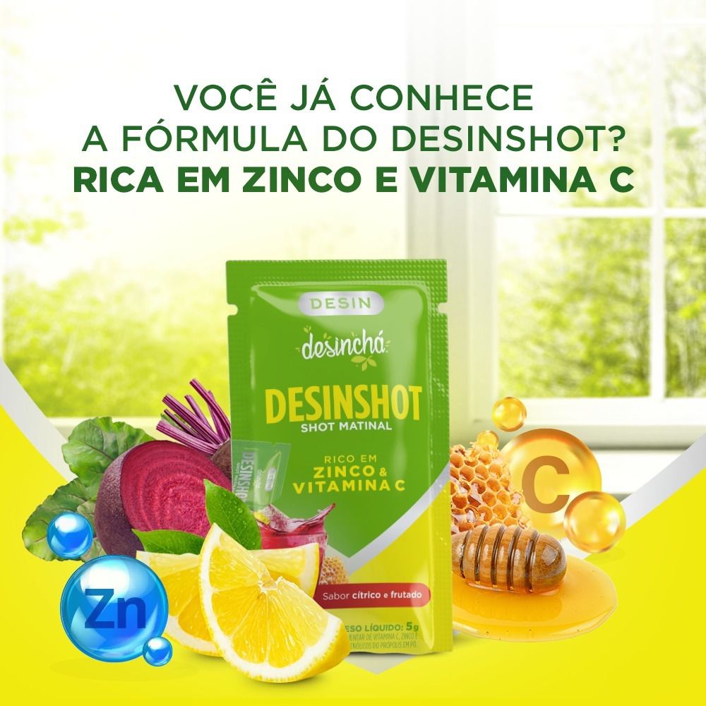 Desinshot Zinco e Vitamina C - Sachê Avulso - Desinchá - Empório Leve