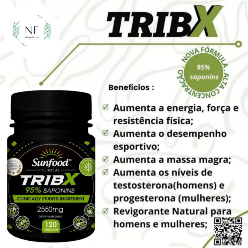 TribX 95% Saponins 2550mg 120caps - Sunfood - Empório Leve