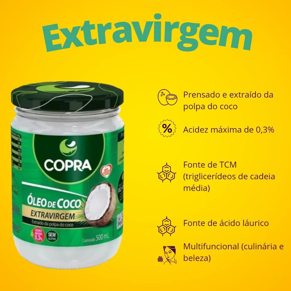 Óleo de Coco extra Virgem - 200ml - Copra - Empório Leve