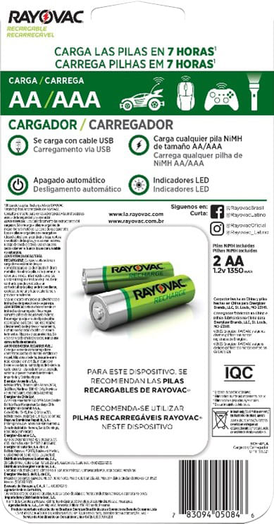 CARREGADOR RAYOVAC USB COM 2 PILHAS AA - Loja do Colaborador Energizer