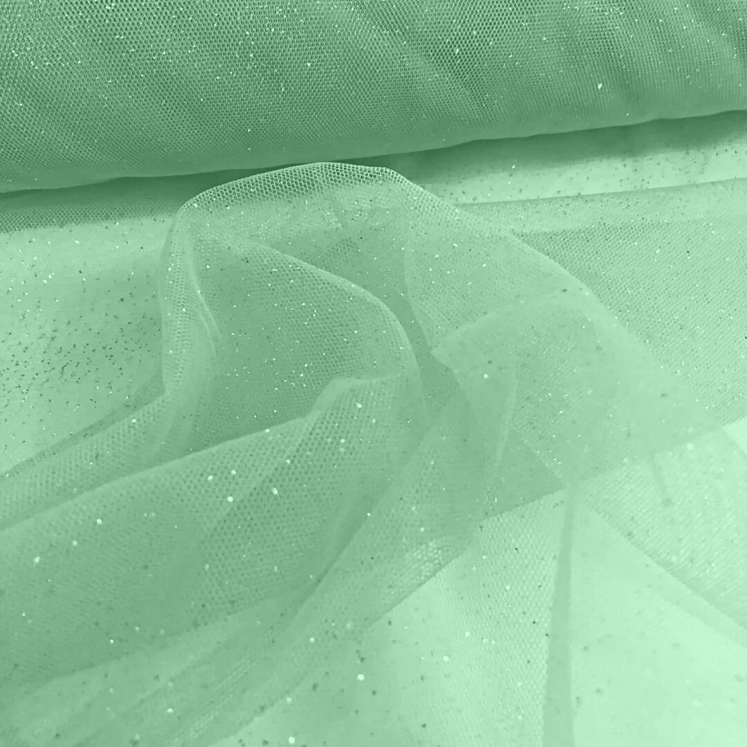 Tule Glitter - Verde Menta - 1,47m de Largura - Tiradentes Tecidos ...