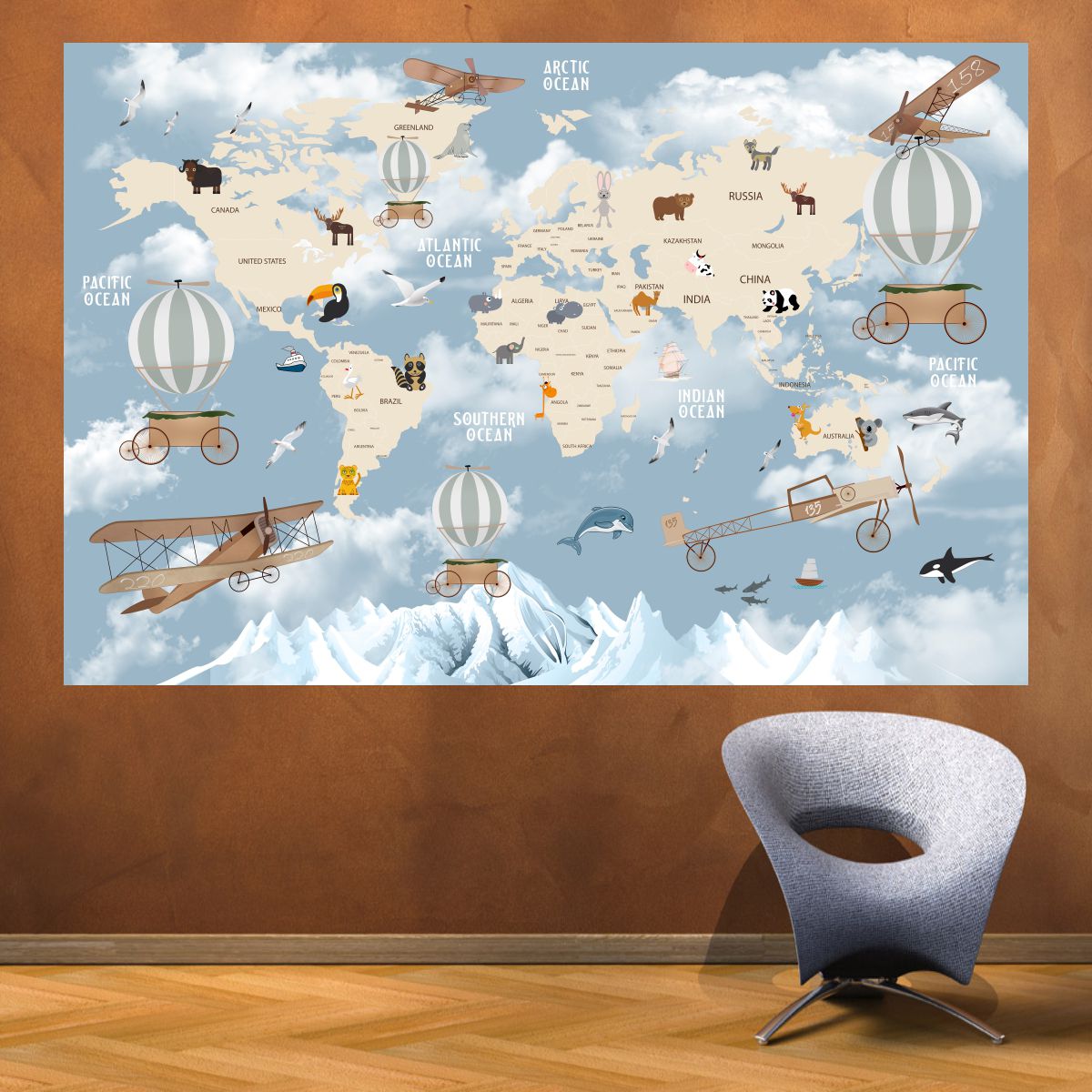 Mapa Mundi - Lindo Sky - Adesivos de Box, Parede, Decoração em Geral