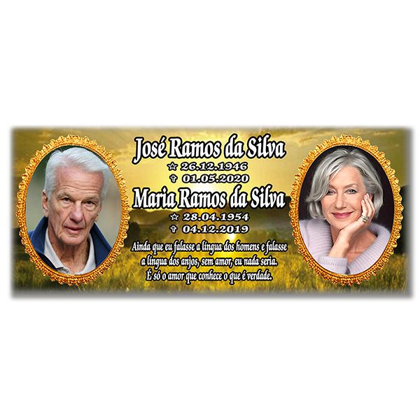 Porcelana Placa Lisa 10x25cm para Lápides e Jazigos - Matos Personalizados