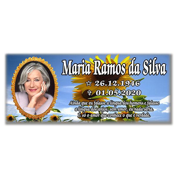 Porcelana Placa Lisa 10x25cm para Lápides e Jazigos - Matos Personalizados