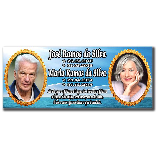 Porcelana Placa Lisa 10x25cm para Lápides e Jazigos - Matos Personalizados