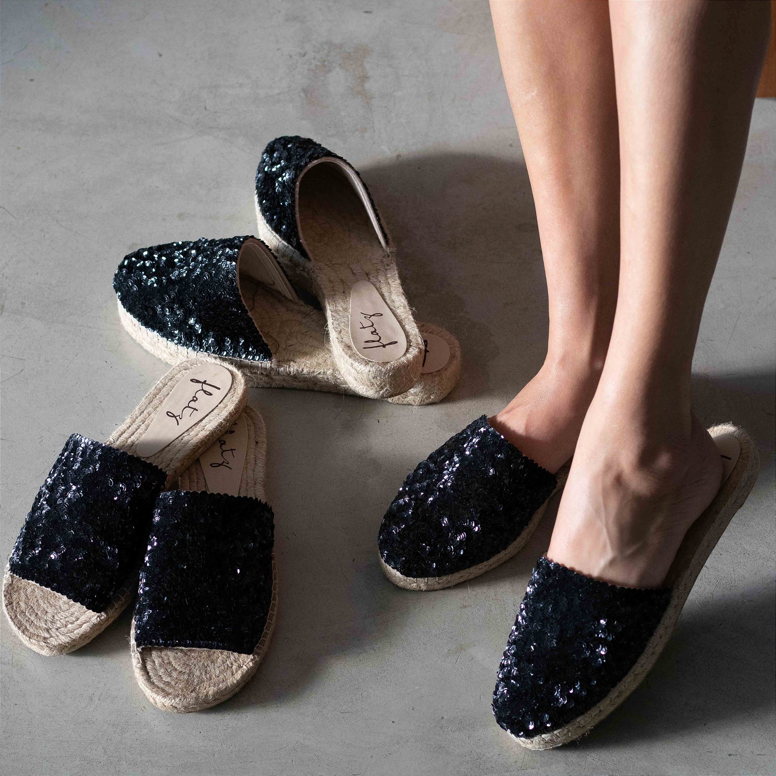 flatz espadrille mule mix preto - Flatz