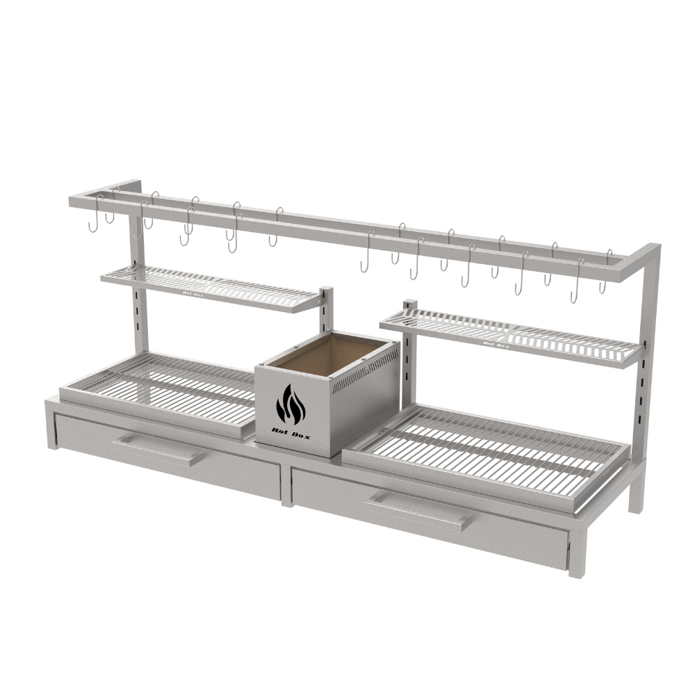 Churrasqueira Parrilla Dupla INOX 304 Alvenaria com Tendal 165x45 - Churrasqueiras Hotbox
