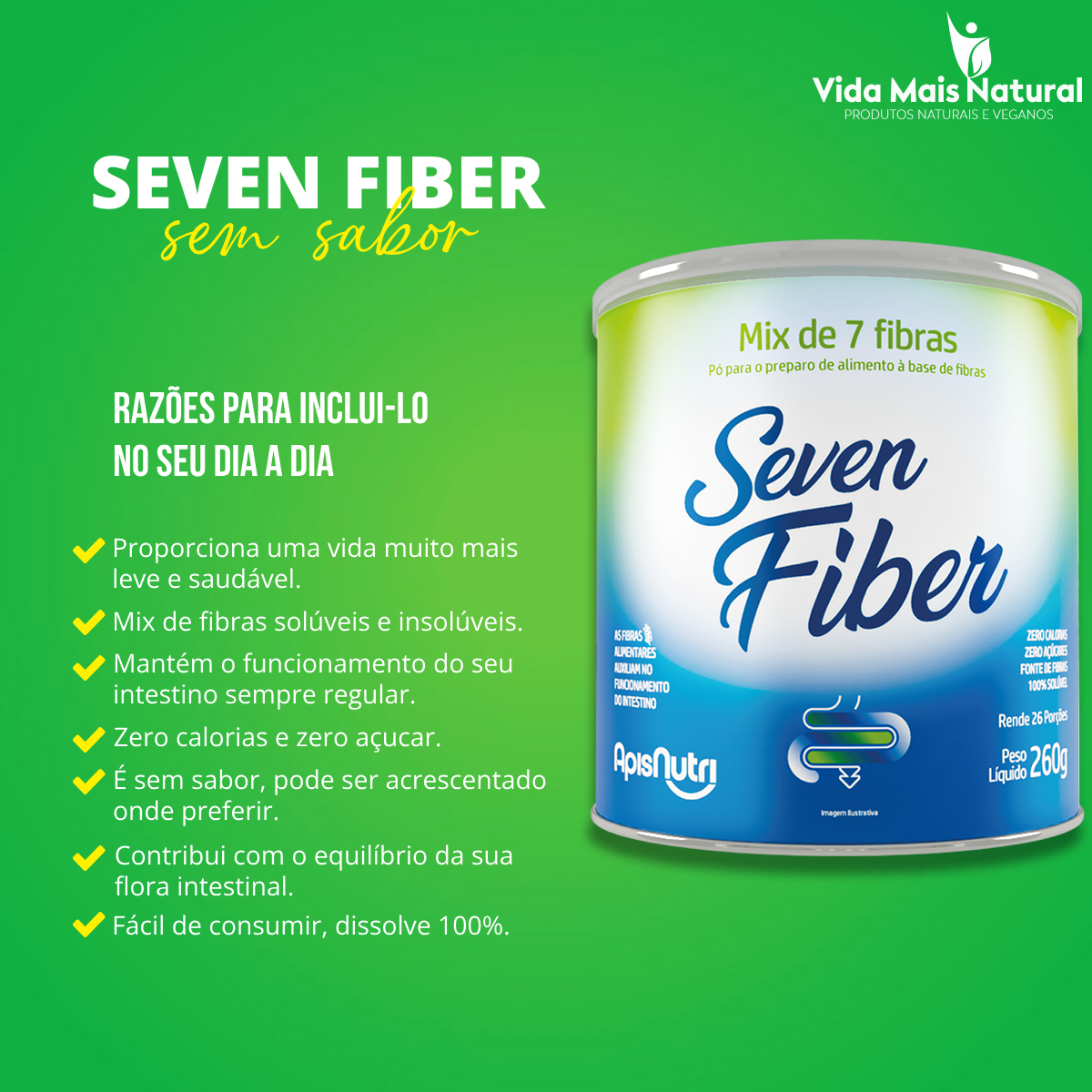 Seven Fiber 260g - Mix de 7 Fibras - Regulador Intestinal - Vida Mais ...