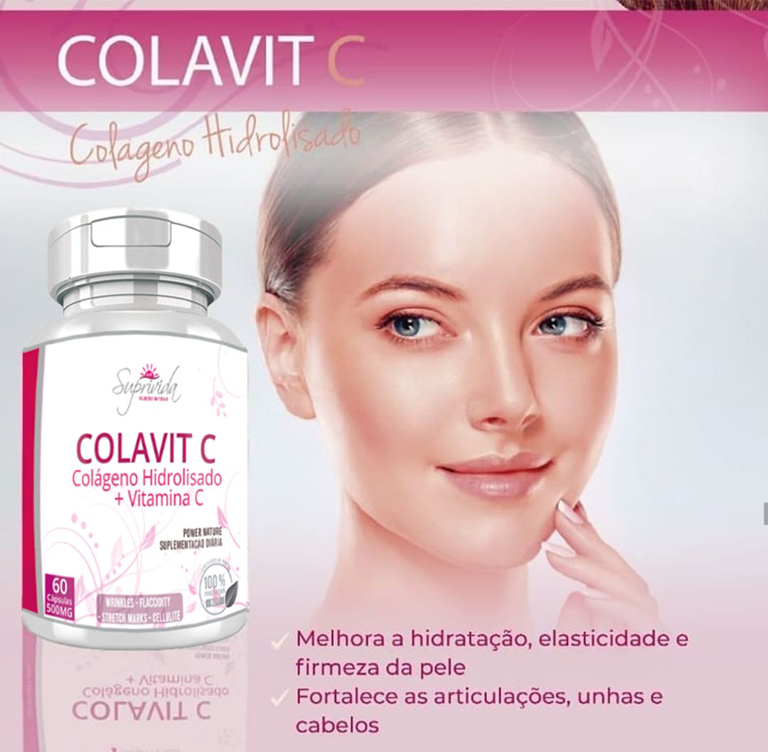 COLAVIT C Colágeno Hidrolisado com Vitamina C 60 caps 500mg - Vida Mais ...