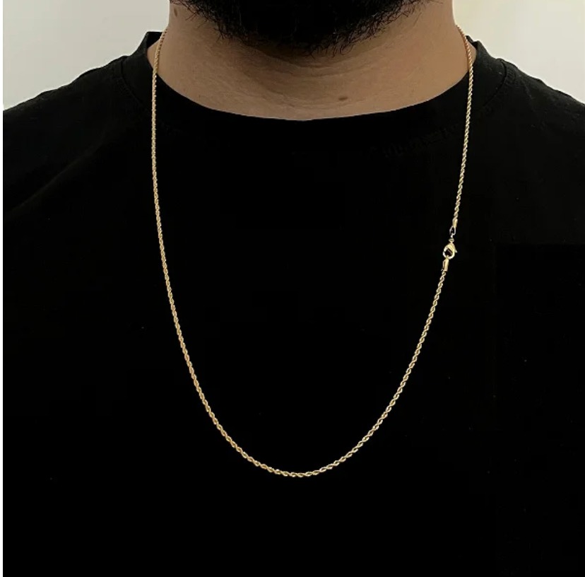 CORRENTE BAIANA (2MM- 70CM) + PINGENTE CRUCIFIXO - BANHADO A OURO 18K - DELUXE JOIAS RECIFE