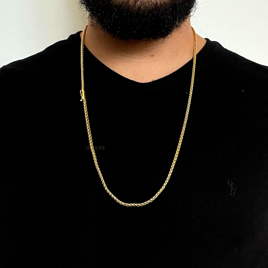 CORRENTE PERUANA( 5mm- 70cm) + PINGENTE CRUCIFIXO- BANHADO A OURO 18K. - DELUXE JOIAS RECIFE