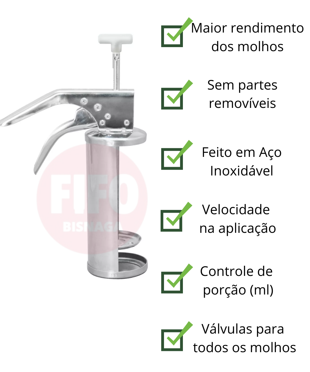 Porcionador de Inox Fifo Cabo Preto 20ml Sauce Gun - Fifo Bisnaga