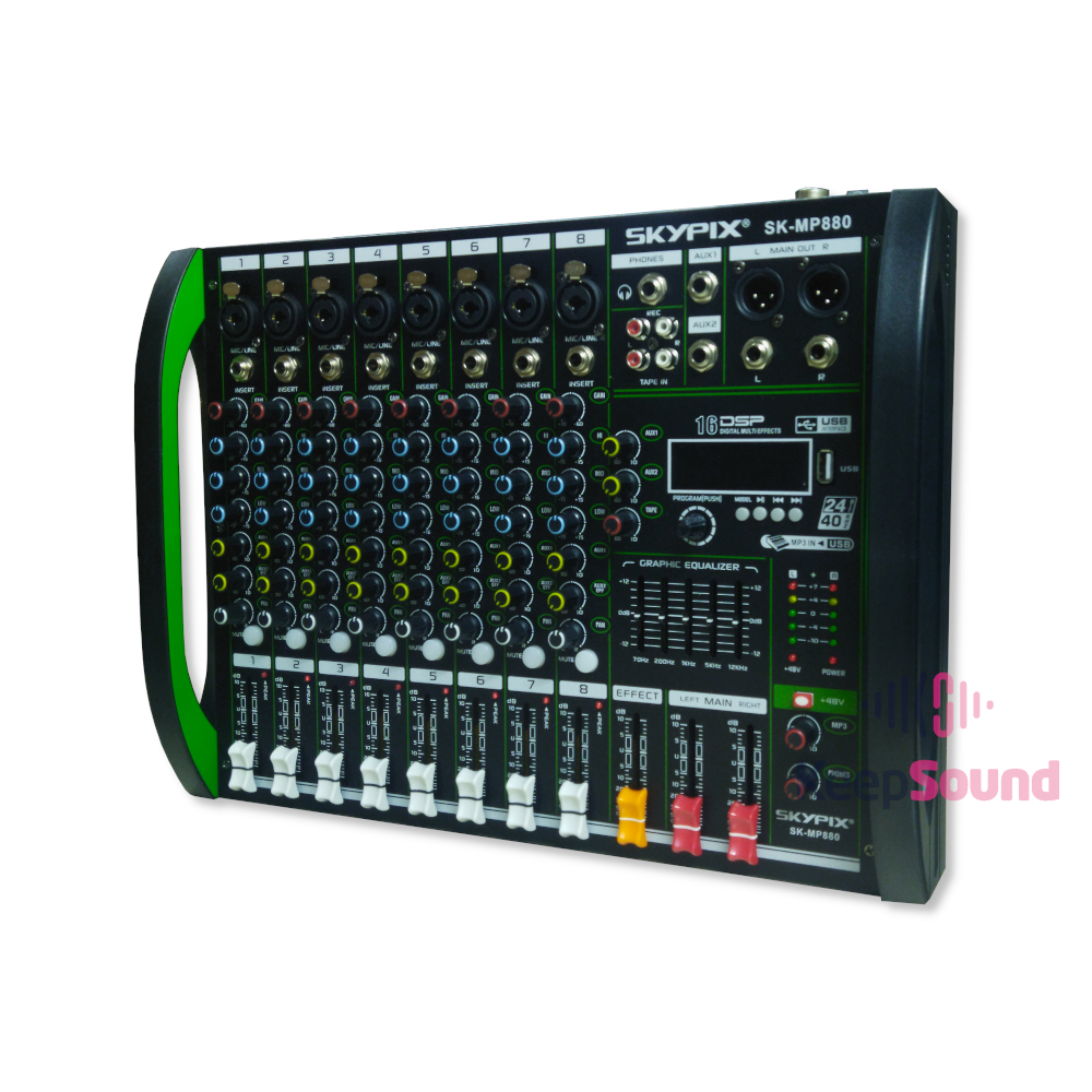 Mesa de Som Analógica 8 Canais 2 auxiliares SK-MP880 PLUS - SKYPIX ...