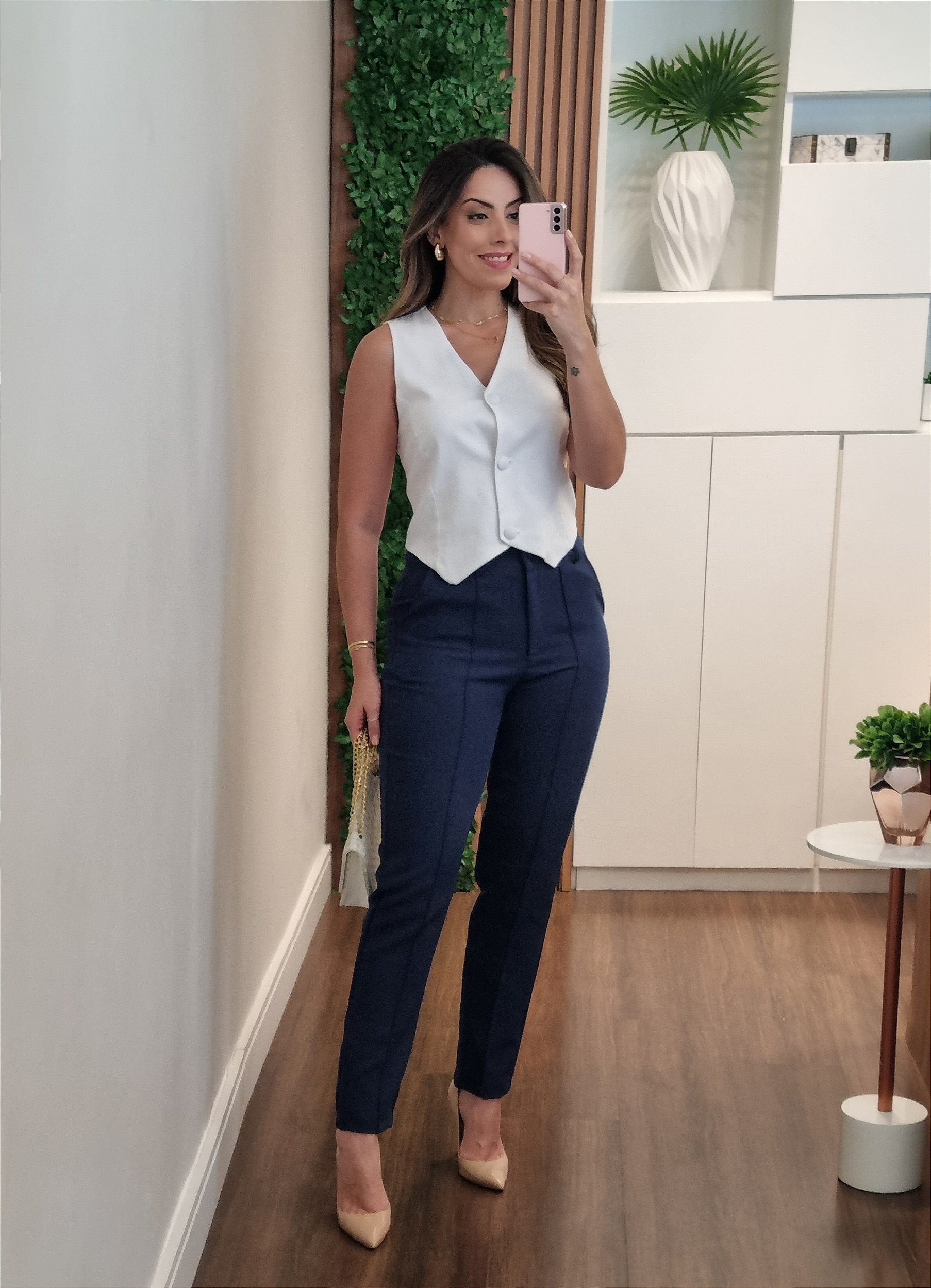 Colete alfaiataria linho off white - LeTissú Boutique de Roupas Femininas