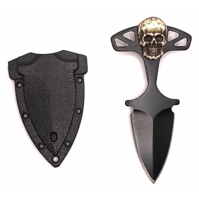 Mini Faca Push Dagger Caveira com Bainha e Corrente de Pescoço ...
