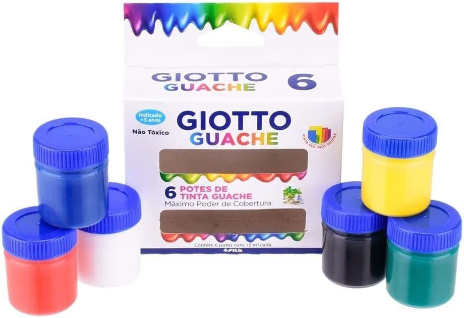 Tempera Guache com 06 cores 15ml - Giotto - Artes e Formas | Papelaria