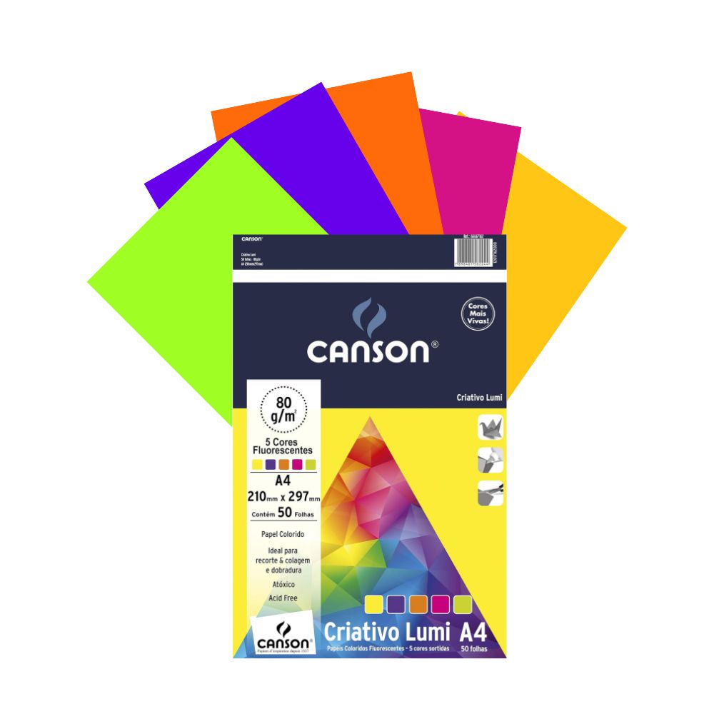 Bloco A4 Papel Criativo Lumi 80g com 50 folhas - Canson - Artes e ...