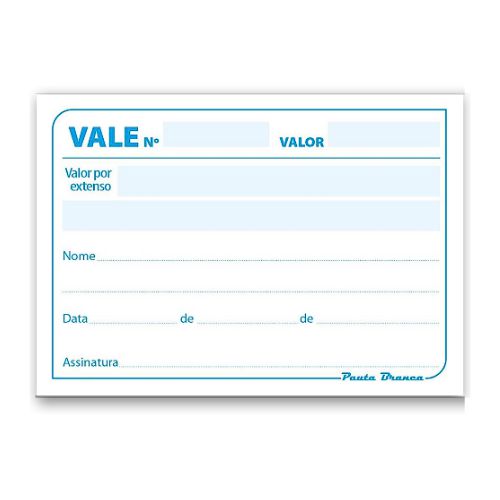 Vale sem Canhoto com 50 folhas - Pauta Branca - Artes e Formas | Papelaria