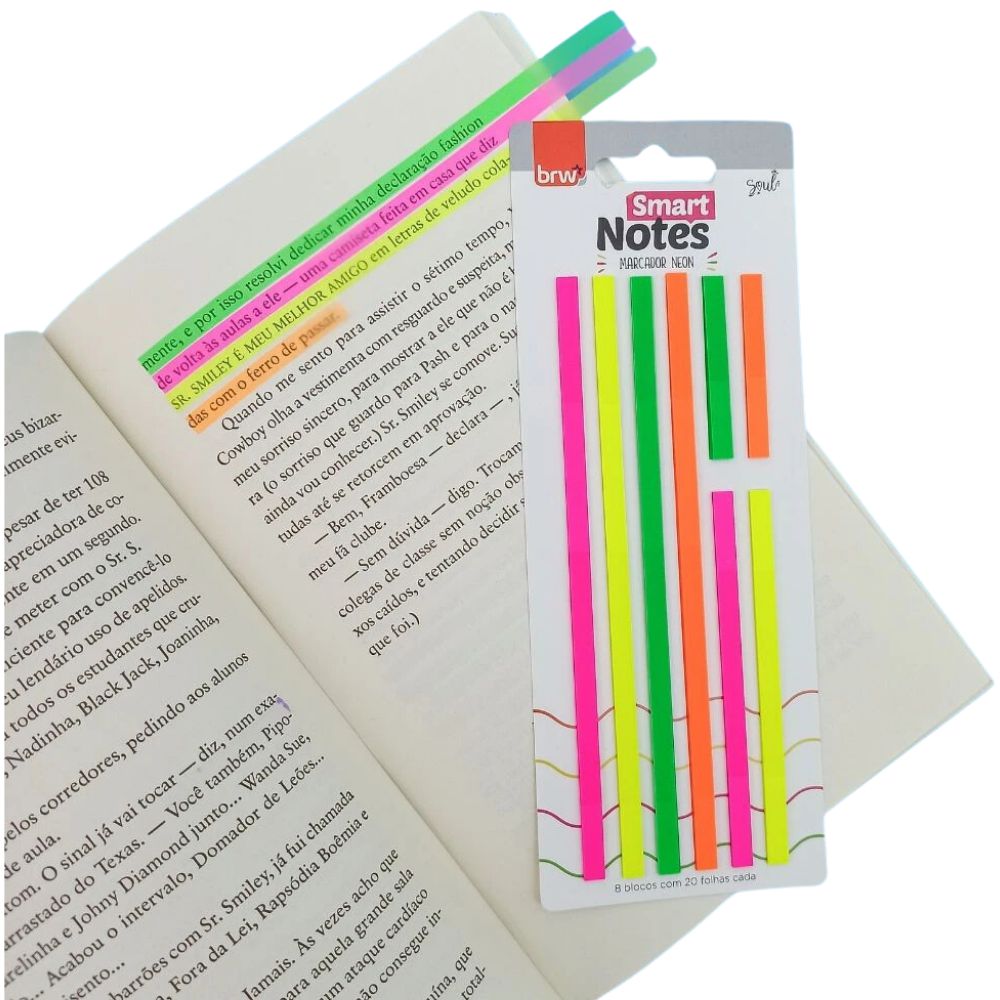 Bloco Smart Notes Marca Texto Colorido Neon 8 Blocos com 20 Folhas cada ...
