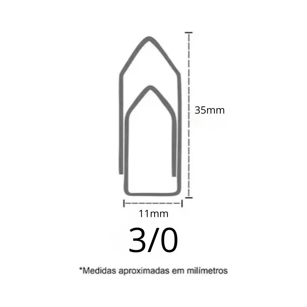 Clips para Papel 3/0 com 100 unidades - Brw - Artes e Formas | Papelaria