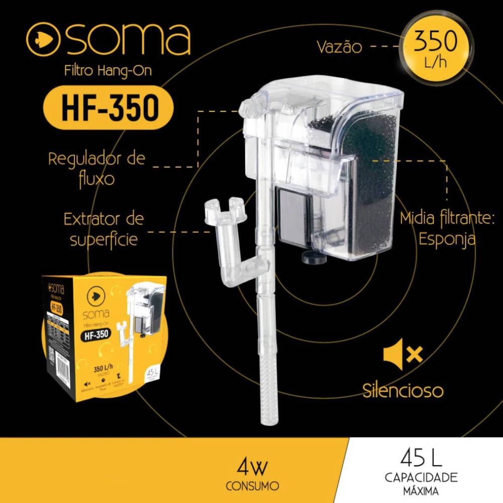 Soma Filtro Hang-On HF-350 350L/H 110V - Pró-Aquarista