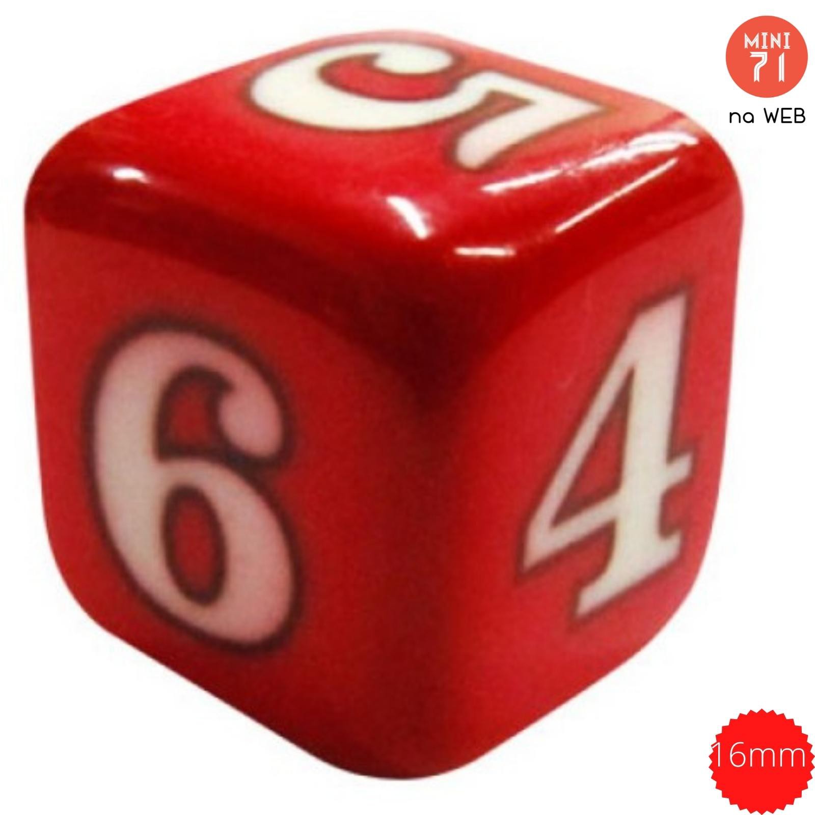 Dado 6 lados numérico 16mm cor sólido canto redondo - Mini71 na Web