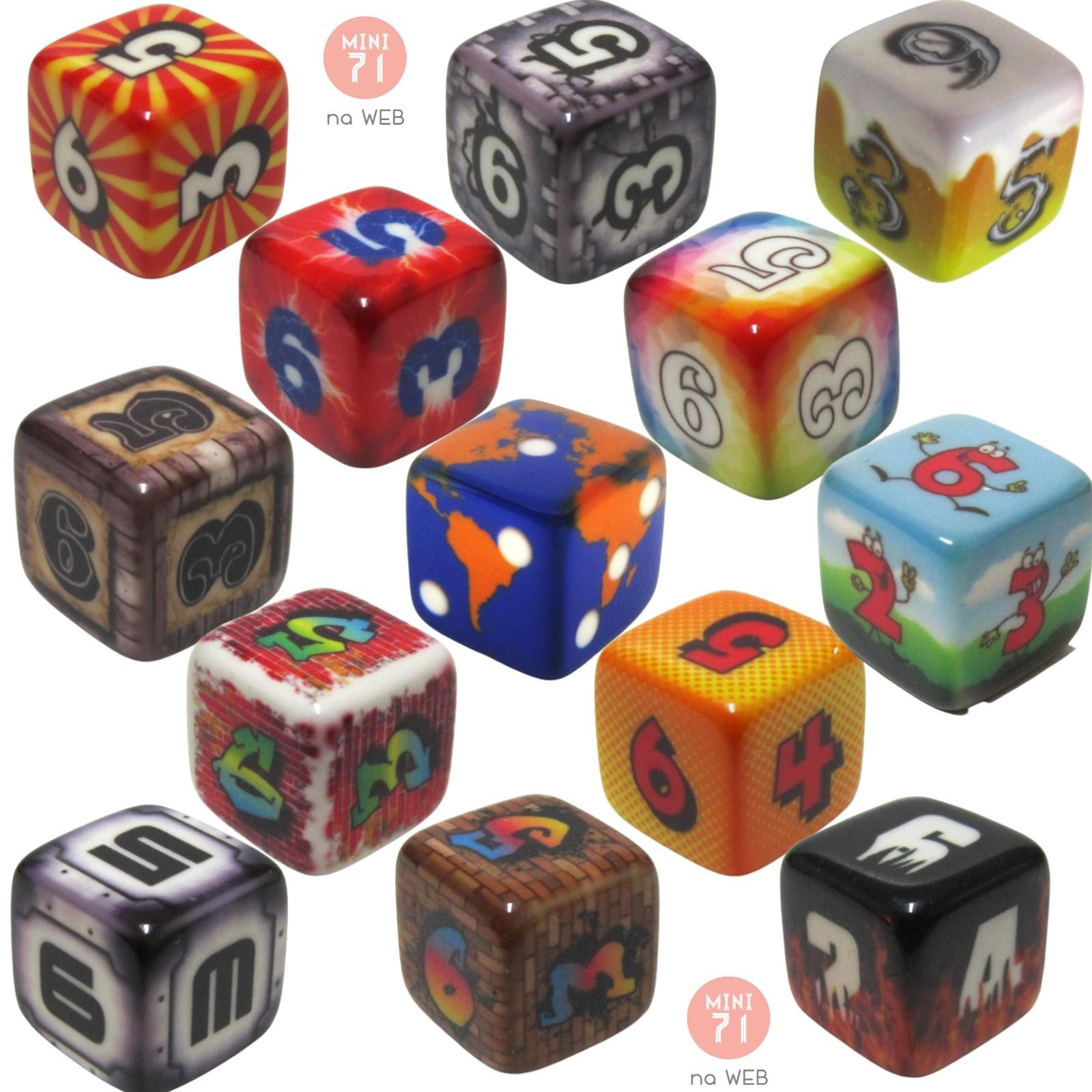 Dado temático colecionável cubo colorido - Mini71 na Web